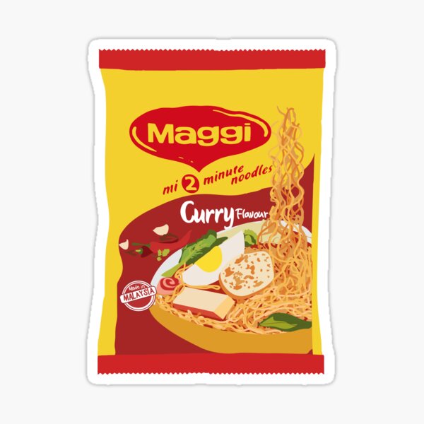 "maggi noodle 2-minute pack: curry flavour " Sticker for Sale by ...