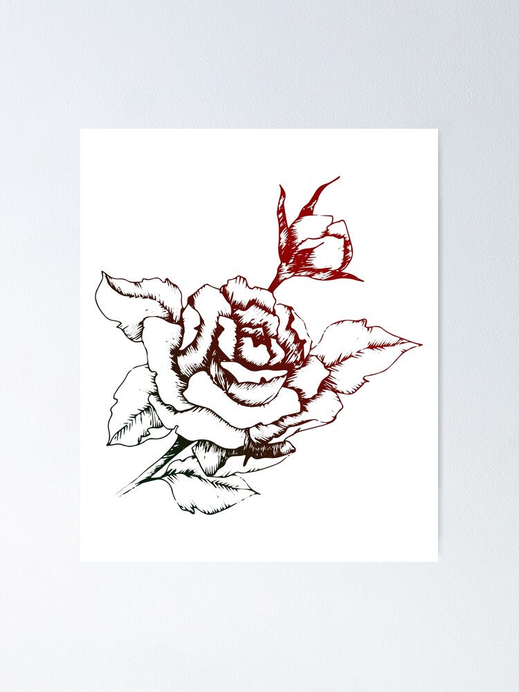 "Red Gradient Floral Rose" Poster for Sale by Memoriz | Redbubble