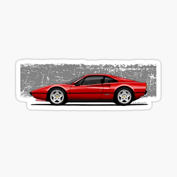 "My drawing of the red Maranello Italian classic sports car" Sticker by ...
