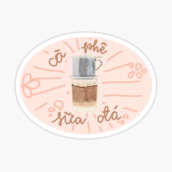 "Vietnamese Iced Coffee (Ca Phe Sua Da) in Peach" Sticker for Sale by ...