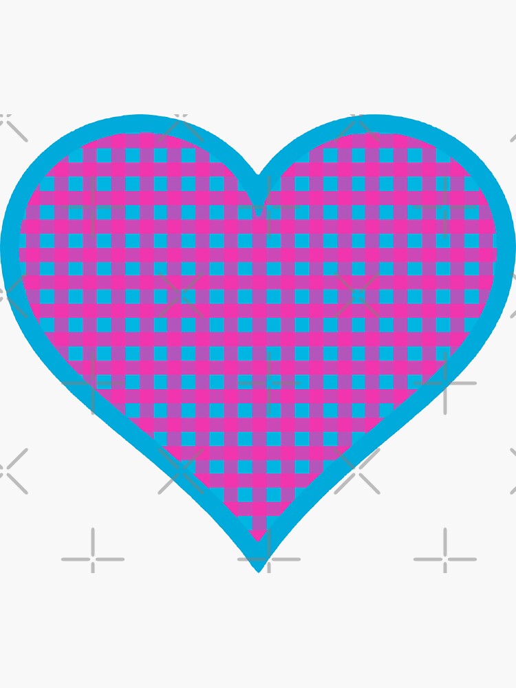 Pegatina «Corazón de cuadros rosa y azul» de Bumblefuzzies | Redbubble