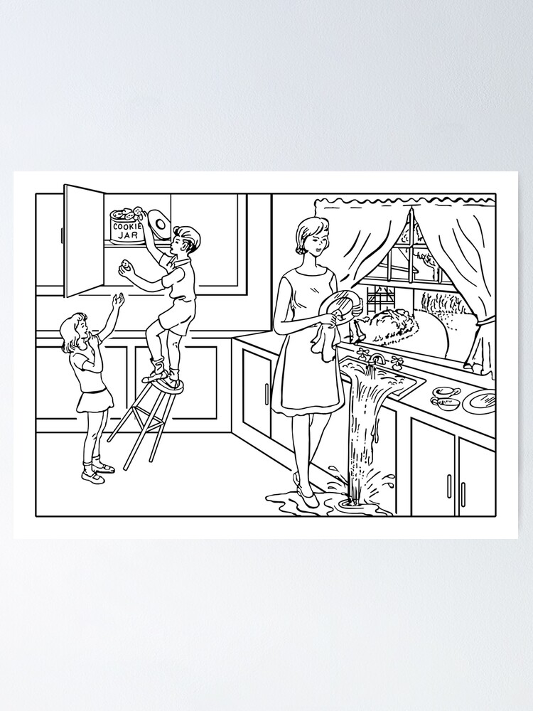 "The 'Cookie-Theft' Picture (Black & White)" Poster for Sale by ...