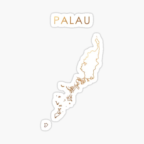 "Palau Gold Outline Map with State Boundaries" Sticker by Travel2NZ ...