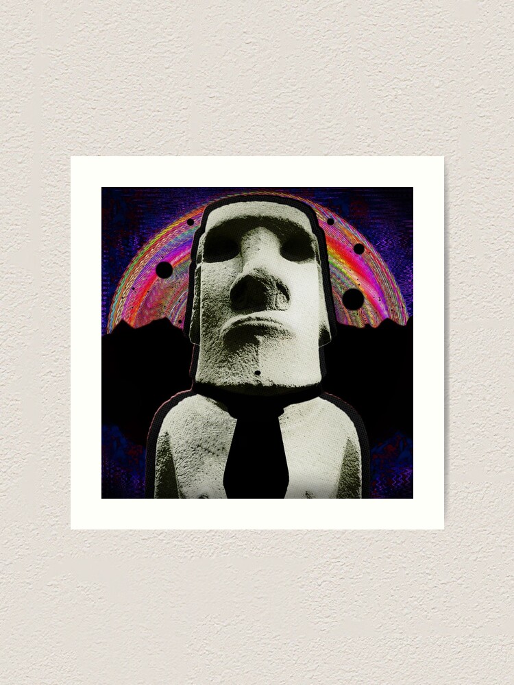 "Easter Island Statue Psychedelic Rainbow Moai" Art Print for Sale by ...