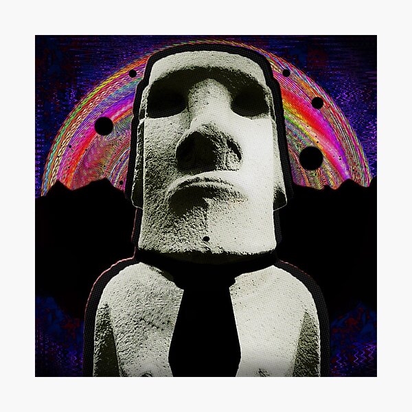 "Easter Island Statue Psychedelic Rainbow Moai" Photographic Print by ...