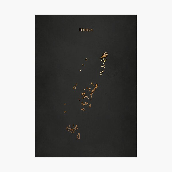 "Tonga Gold Outline Map with State Boundaries" Photographic Print by ...