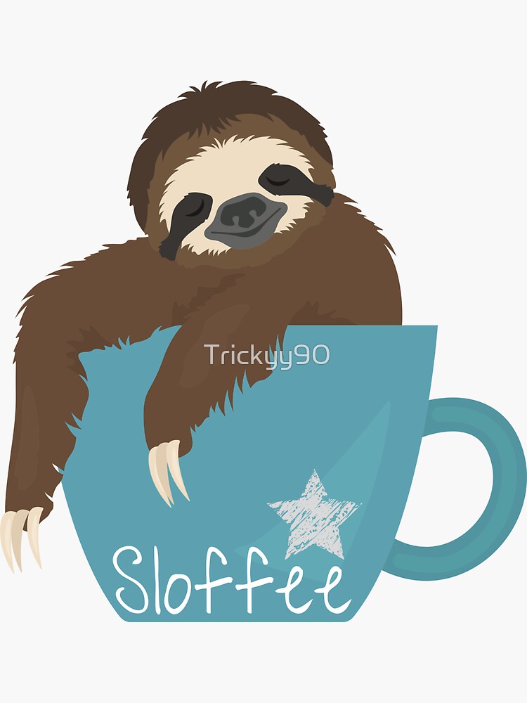 "Sloffee Coffee Sloth" Sticker for Sale by Trickyy90 | Redbubble