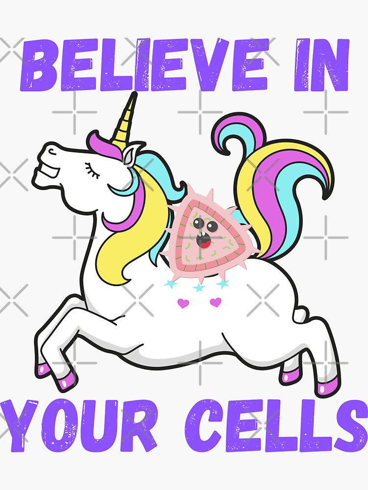 "BELIEVE IN YOUR CELLS FUNNY UNICORN CELLS RESEARCH /Micro" Sticker for ...