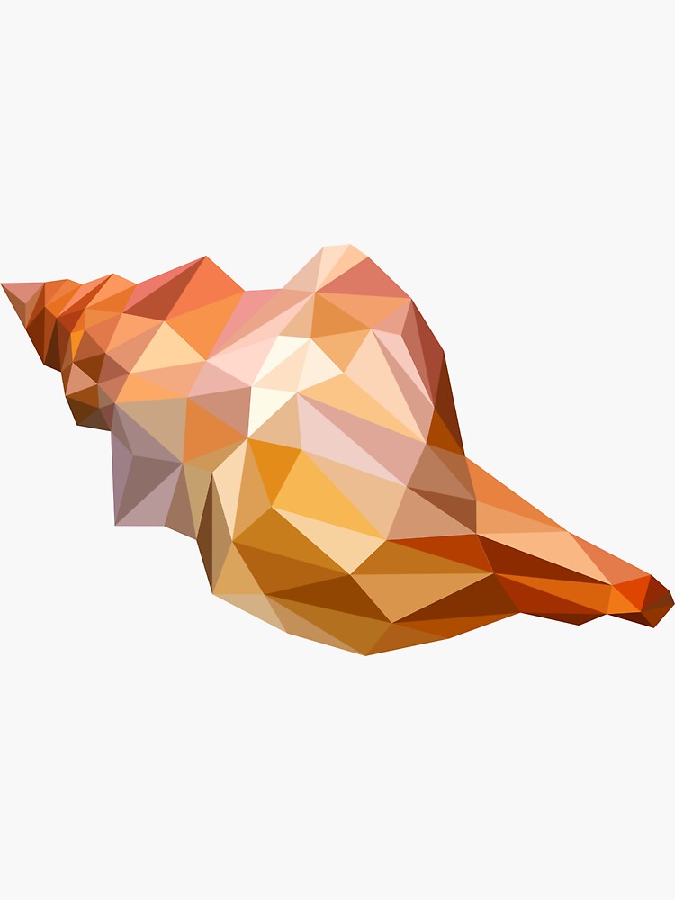 "Low Poly Seashell" Sticker by DigitalShards | Redbubble