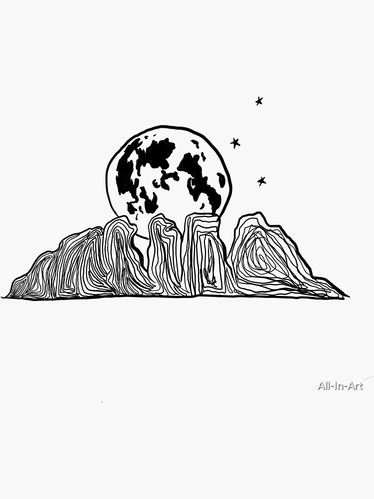 "Horsetooth tooth by the Moon (outline)" Sticker for Sale by All-In-Art ...