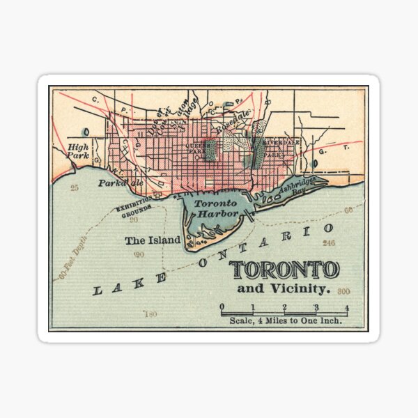 "Vintage Map of Toronto" Sticker for Sale by gin-nek-shop | Redbubble