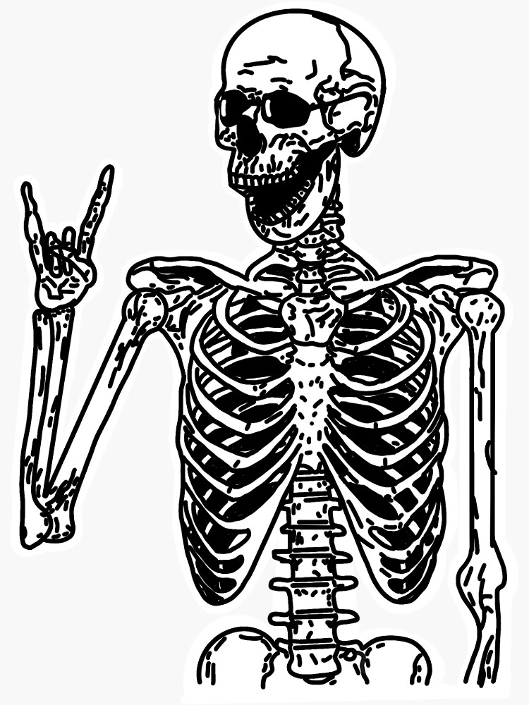 "Rockin Skeleton Sticker" Sticker for Sale by ShellBellDesign | Redbubble
