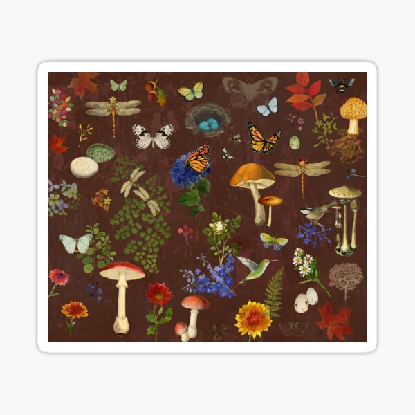 "Vintage cottage core in earthtones " Sticker by suezart | Redbubble