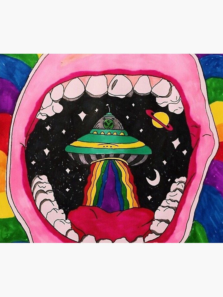 "iconic alien in the mouth trippy design " Sticker for Sale by Cindeele ...