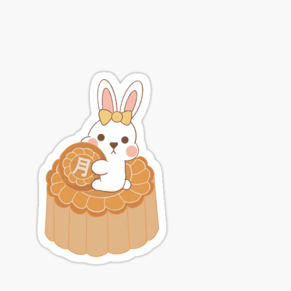 "Mooncake Bunny Mid-Autumn Festival Rabbit " Sticker by eggiemel ...