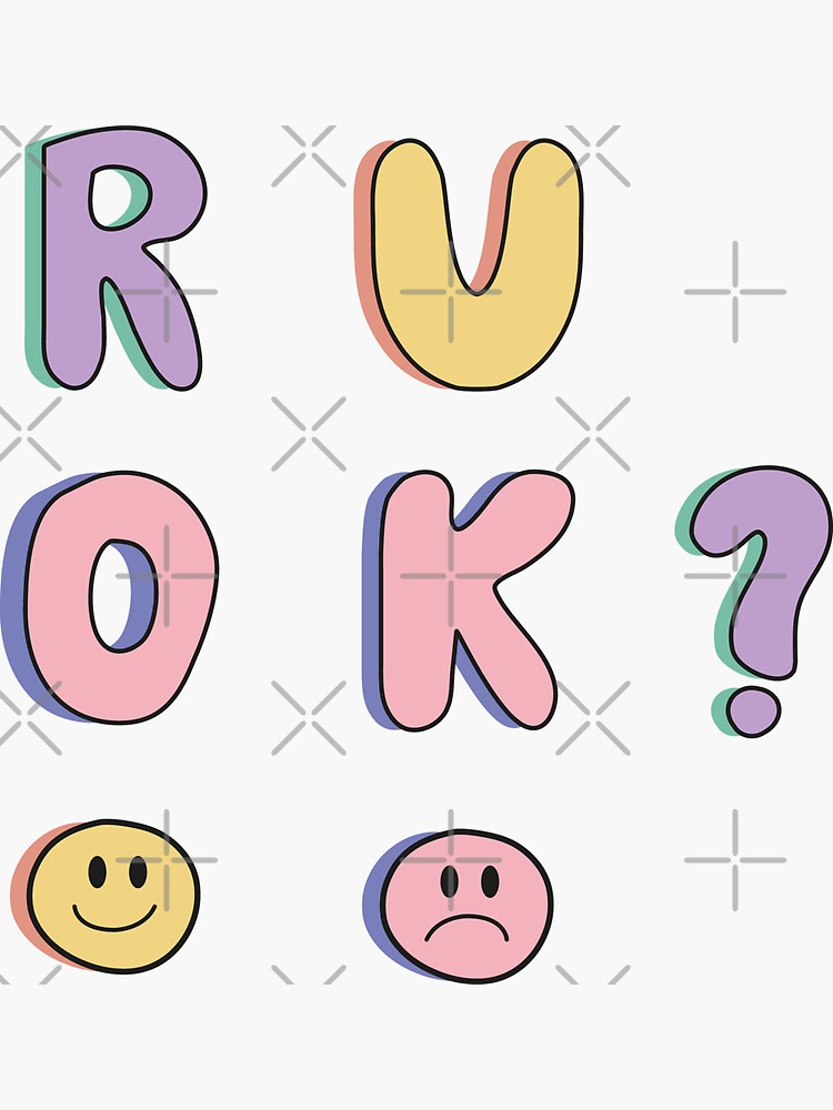 "R U OK?" Sticker for Sale by Cat-designs | Redbubble