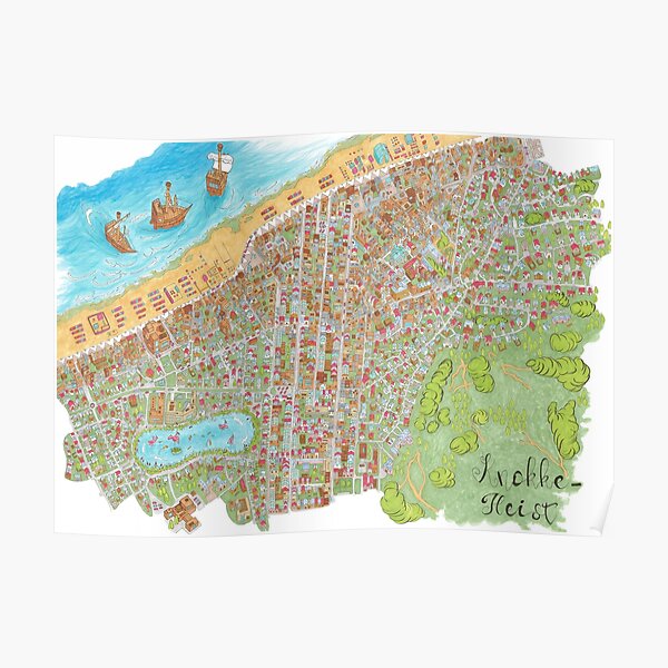 Poster « Knokke Heist plan de ville », par EricCreton | Redbubble