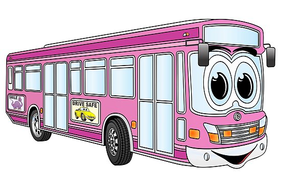 "Pink City Bus Cartoon" by Graphxpro | Redbubble
