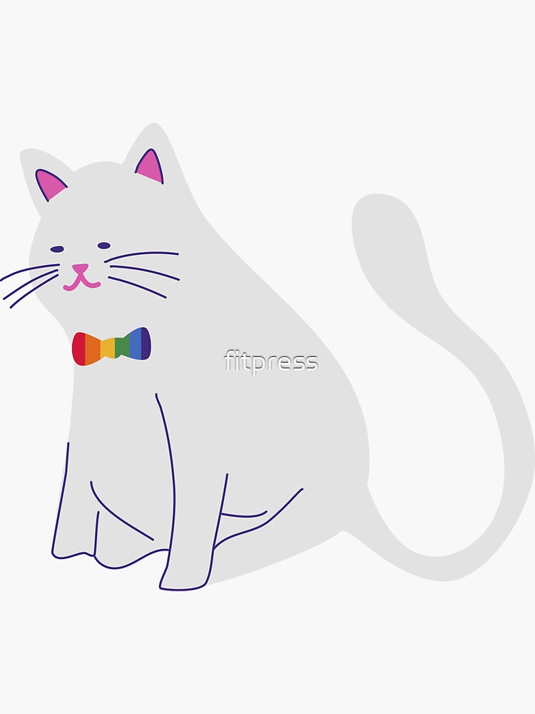 Pegatina «gato con arco, el amor gana la camiseta, prade del orgullo ...