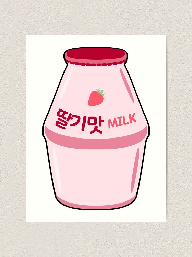 Impression artistique « Bouteille de lait aux fraises | 한국 | Boisson ...