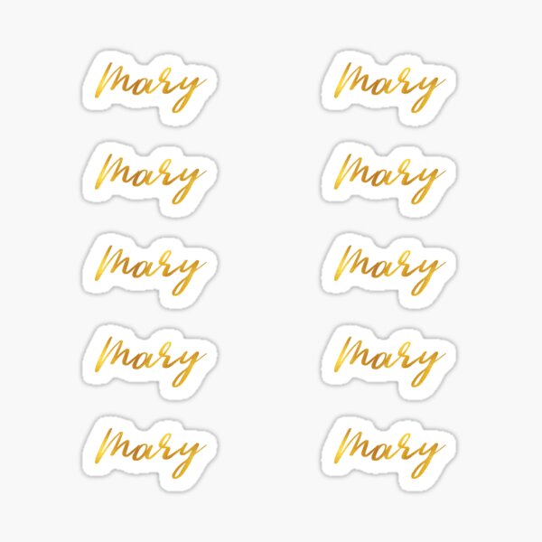 "Mary Name Hand Lettering in Gold Letters, Pack of 10" Sticker by ...