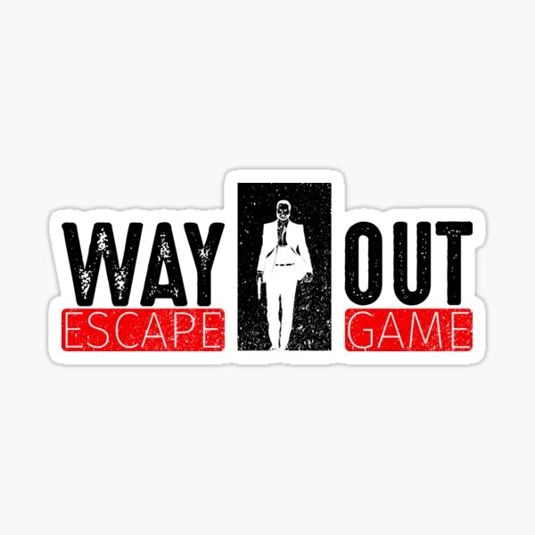"Way Out - Escape Game - Black" Sticker for Sale by saechla | Redbubble