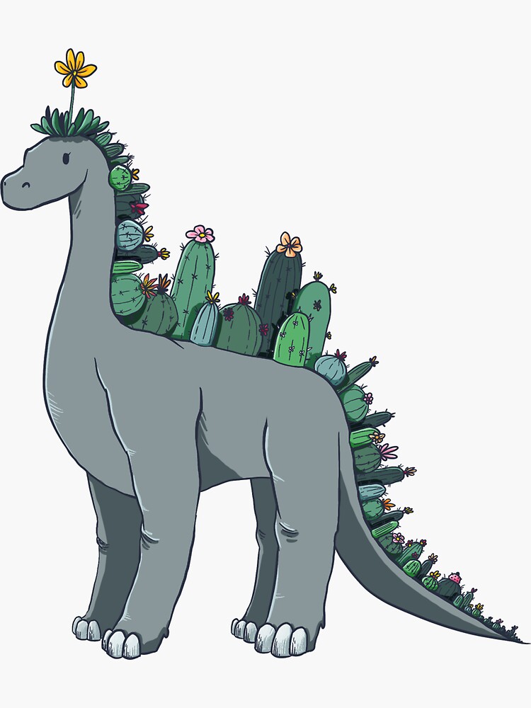 "Adorable Cactus Dinosaur" Sticker by UneCactus | Redbubble