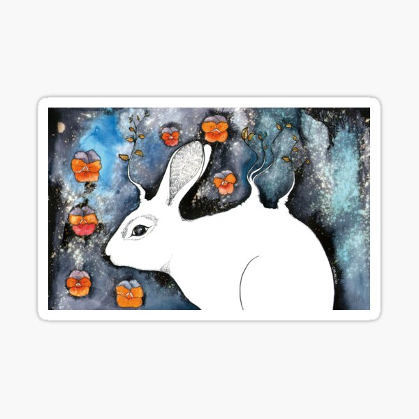 "White Rabbit" Sticker by CarmelCay | Redbubble