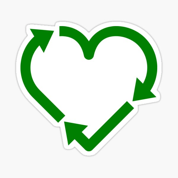 "Recycle heart symbol" Sticker for Sale by TashaVector | Redbubble