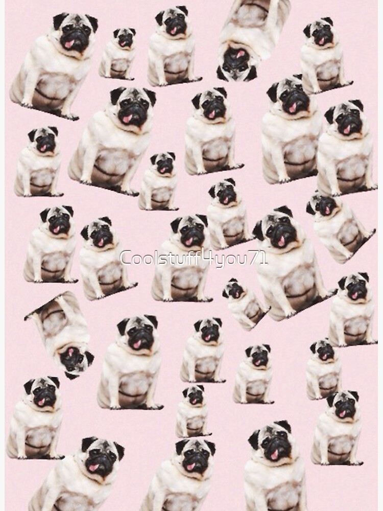 "Pug Dog Art Pugs puppy funny cute dogs pink" Sticker for Sale by ...