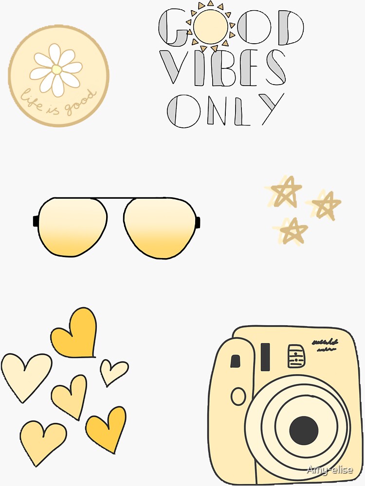 "Yellow good vibes aesthetic pack " Sticker by Amy-elise | Redbubble