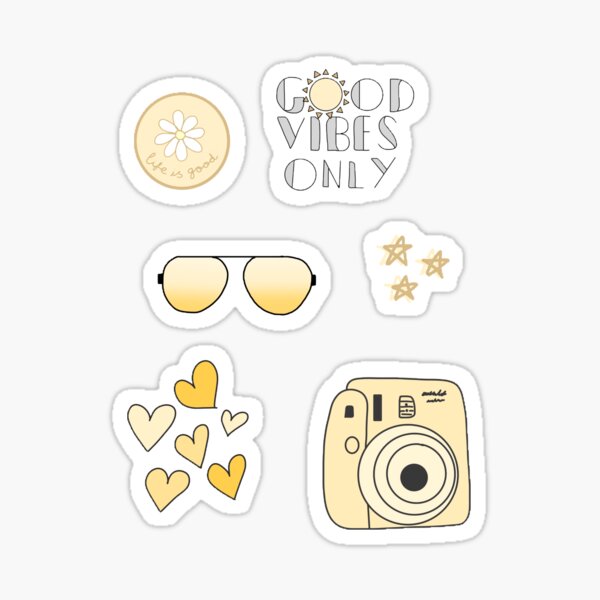 "Yellow good vibes aesthetic pack " Sticker by Amy-elise | Redbubble