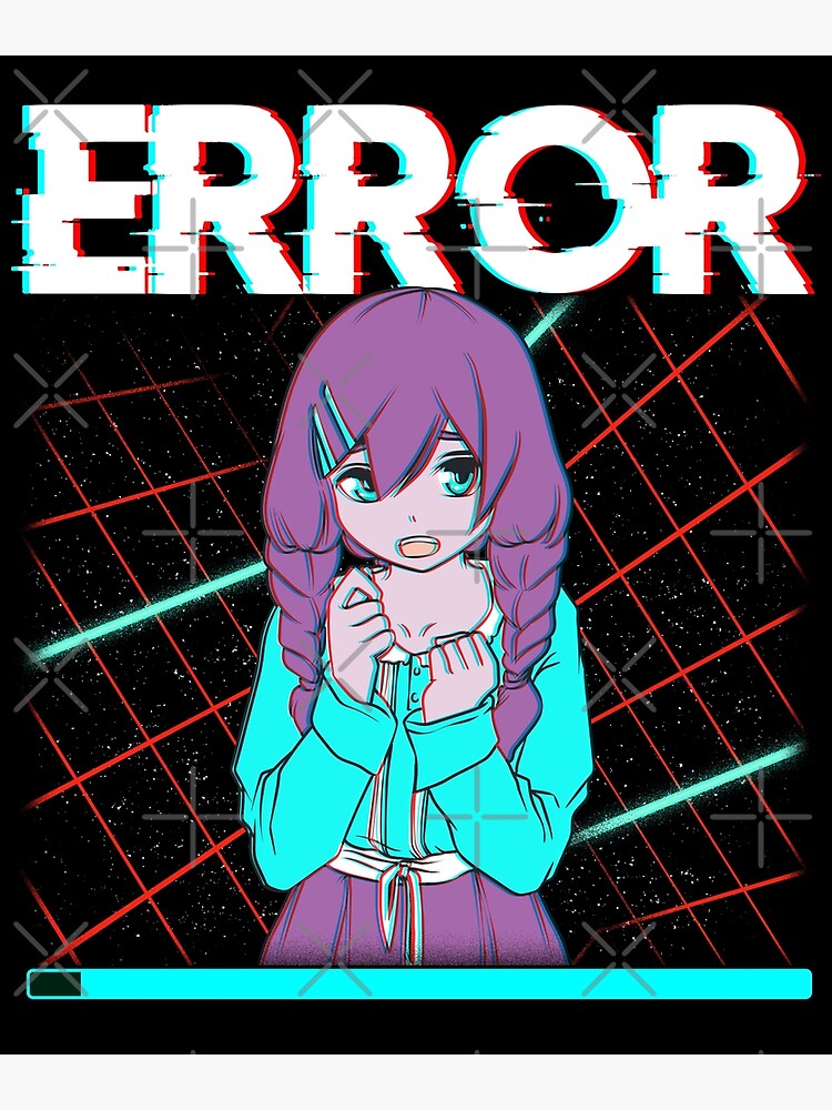 "Japanese Anime Girl Glitch Error Synthwave Otaku" Framed Art Print for ...