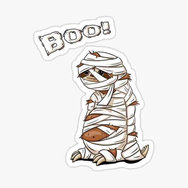"Boo! Slothy Mummy Halloween Sloth Costume" Sticker for Sale by ...