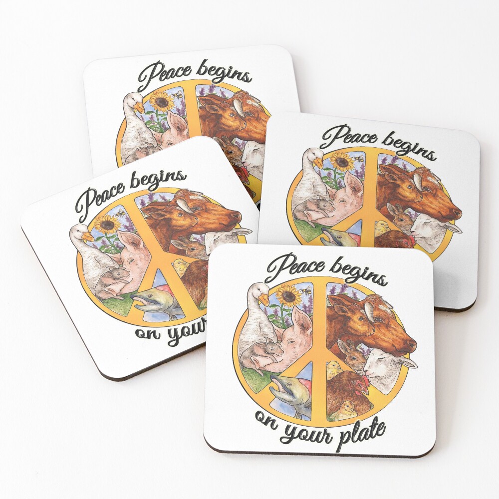 "Peace begins with living vegan. " Sticker for Sale by CreatingHarmony ...