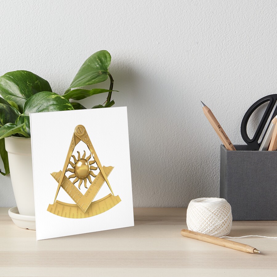 "Freemason Past Master Gold White Background Masonic" Art Board Print ...