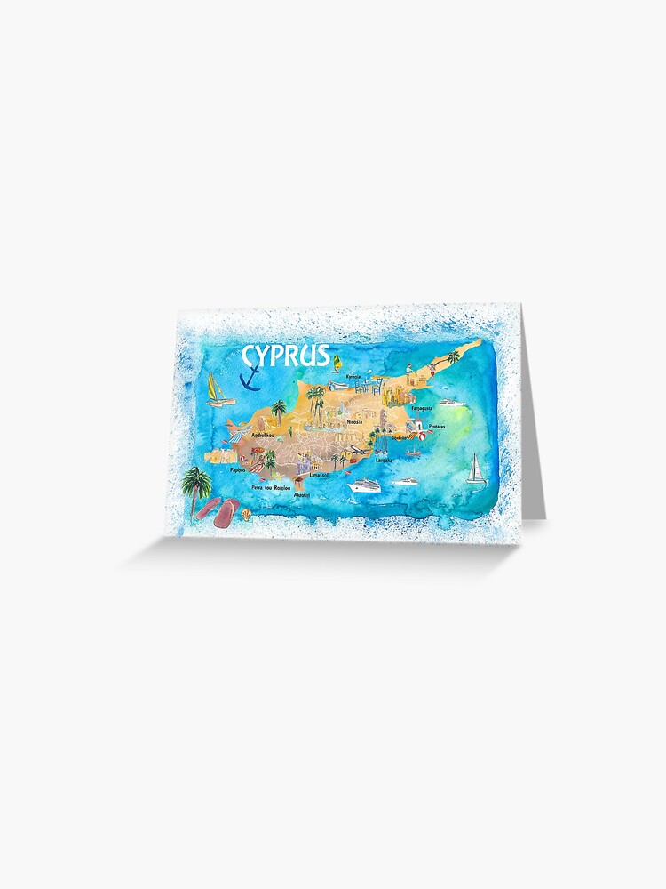 "Cyprus Illustrated Map with Main Roads Landmarks and Highlights ...