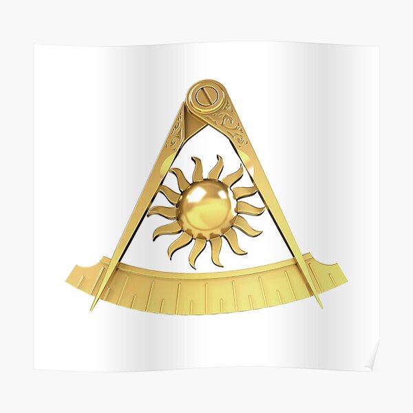 "Freemason Past Master Gold White Background Masonic" Poster for Sale ...