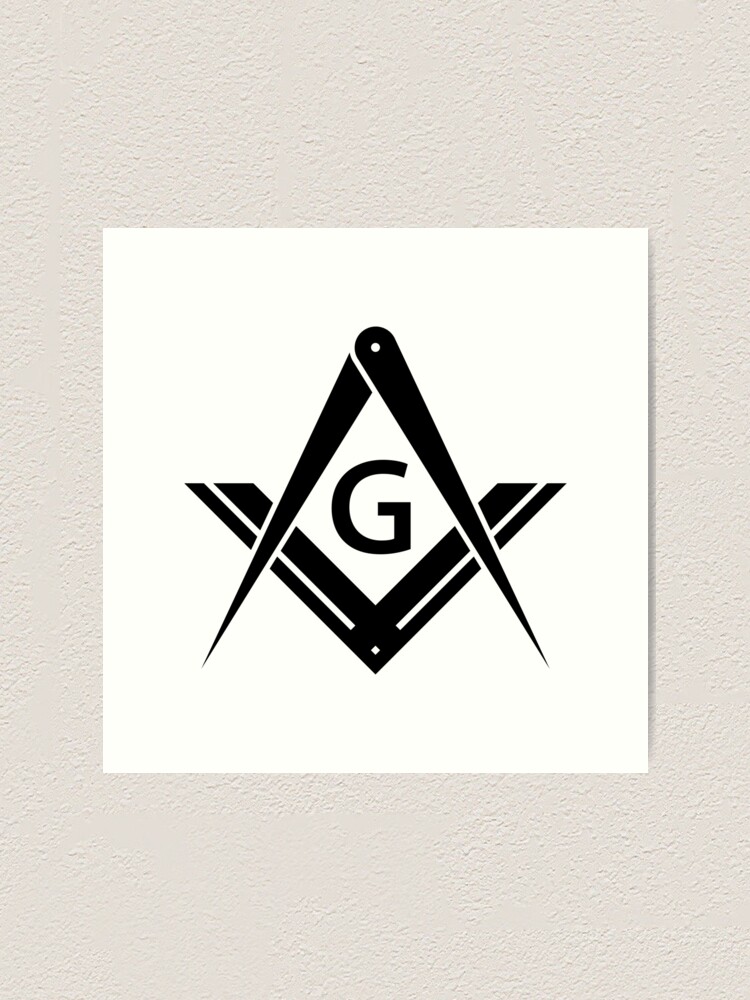 "Freemason Black Square & Compass White Background Masonic" Art Print ...
