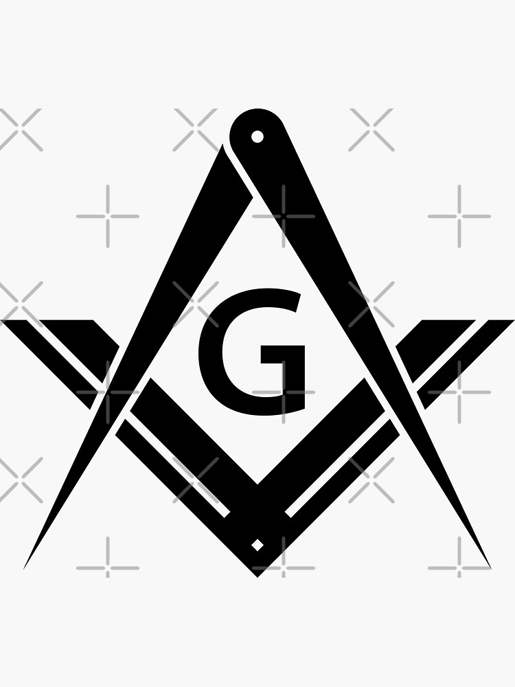 "Freemason Black Square & Compass White Background Masonic" Sticker for ...