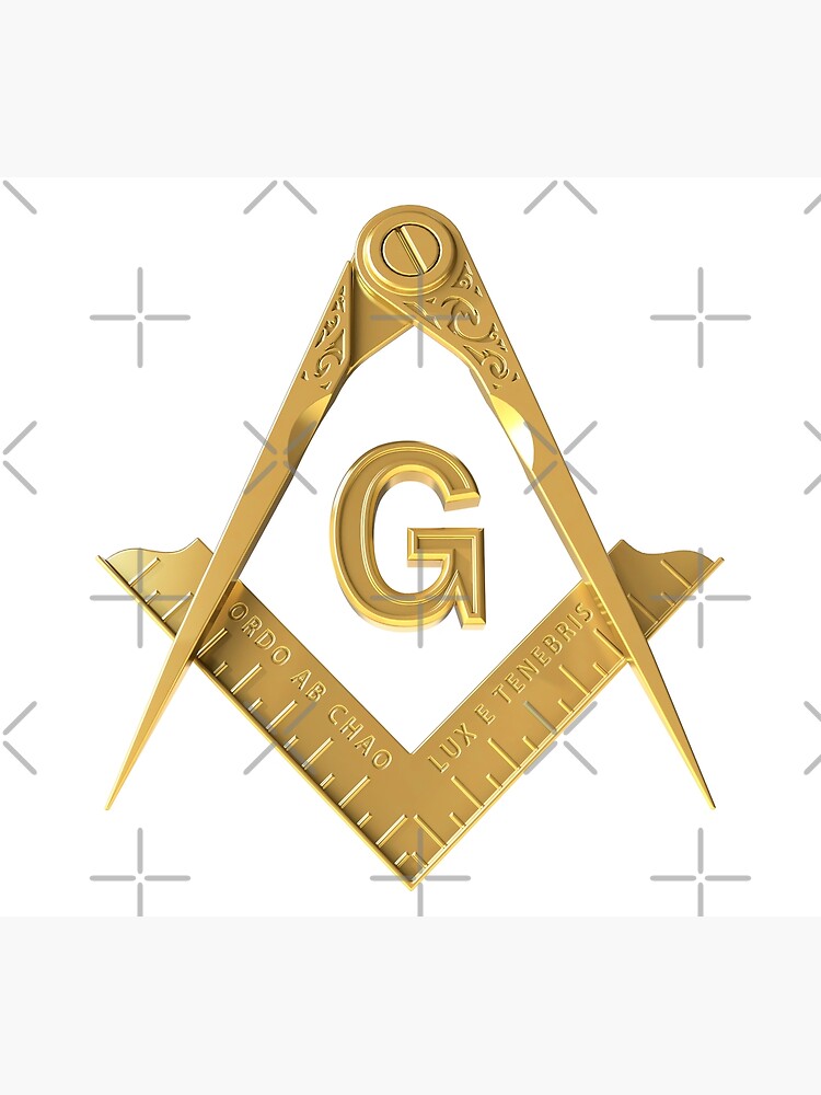 "Freemason Gold Square & Compass White Background Masonic" Art Print by ...