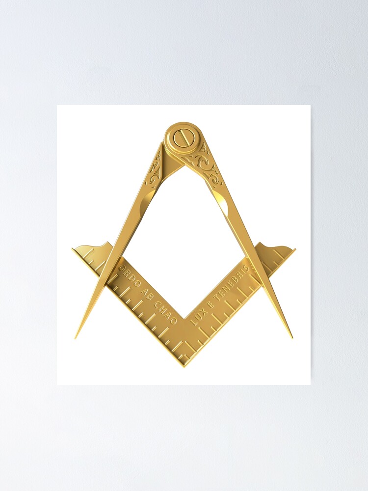 "Freemason Gold Square & Compass White Background Masonic" Poster for ...