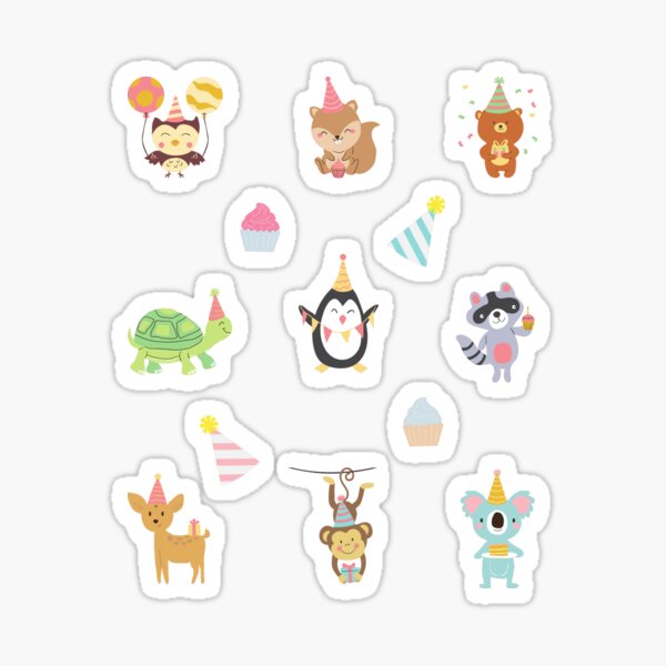 "Animal Birthday Party Sticker Pack by Boo-da-chay" Sticker for Sale by ...