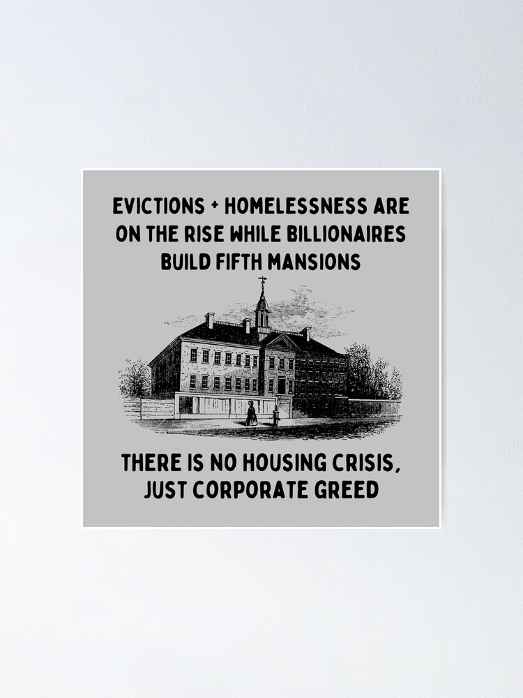 "evictions + homelessness (black text)" Poster for Sale by quinnhopp ...