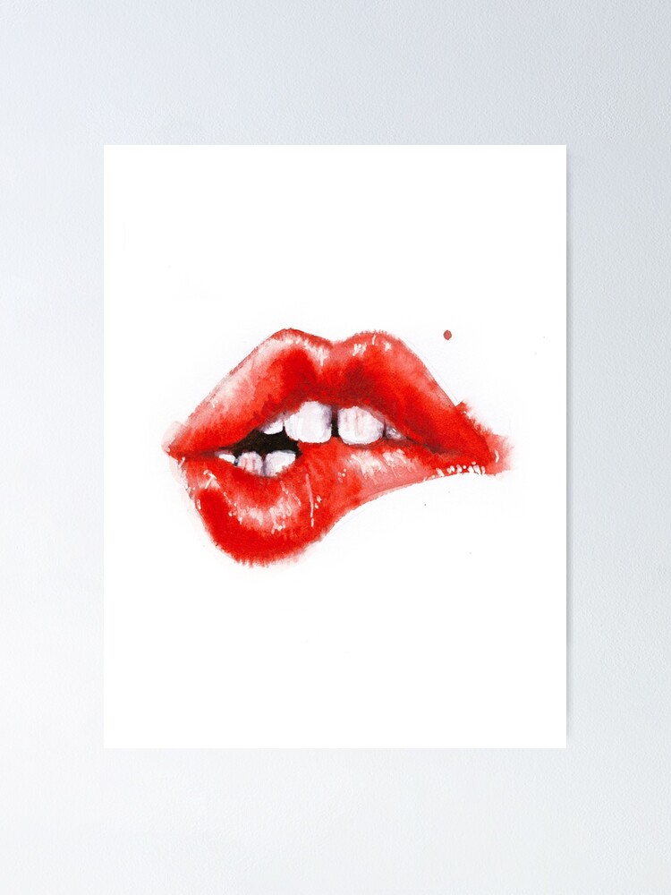 "Biting Lips " Poster by doriana | Redbubble