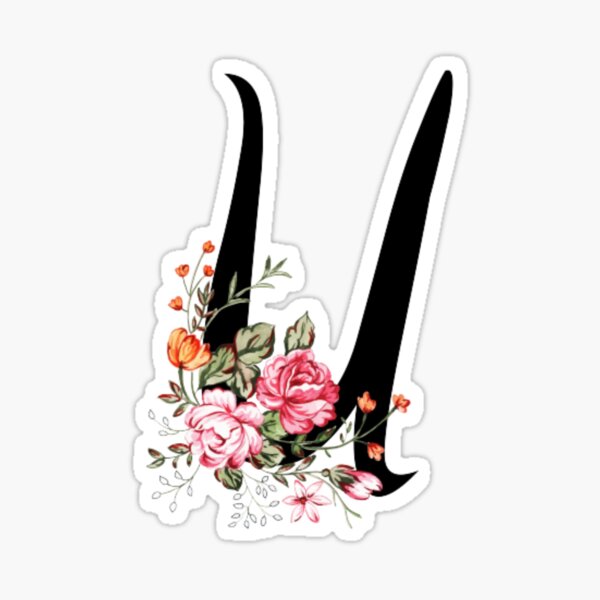 "LETTER U MONOGRAM WITH SPRING WATERCOLOR FLOWERS" Sticker for Sale by ...