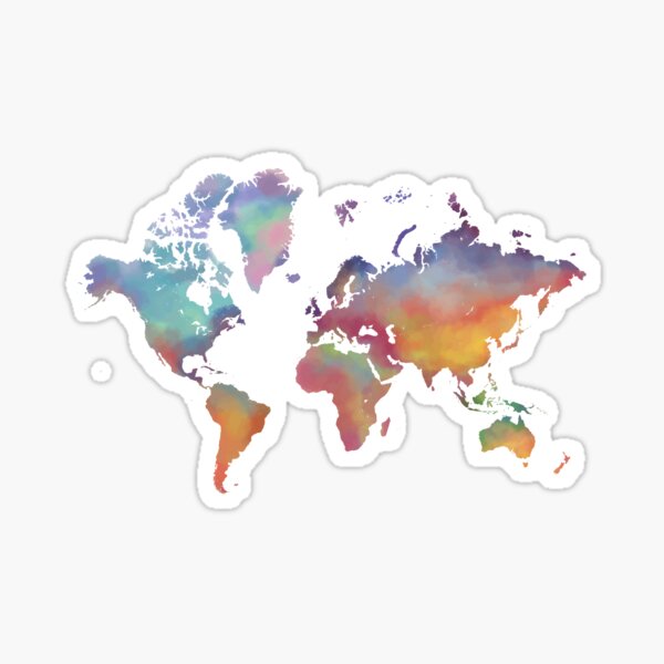 "Colorful World Map" Sticker for Sale by PMA-Design | Redbubble