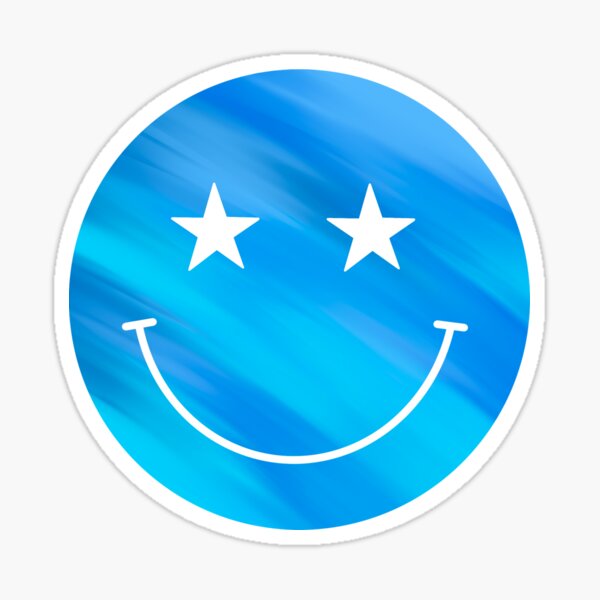 "blue smiley star circle" Sticker by hannahmelnick | Redbubble