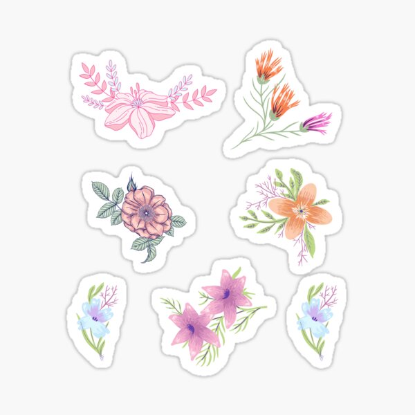 "coloured flowers, mixed colour" Sticker by fra02 | Redbubble