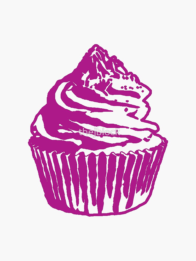 "Pink Cupcake outline drawing" Sticker for Sale by thejblock | Redbubble